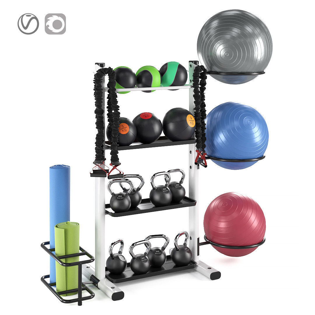 Fitness accessories rack 3D model | CGTrader