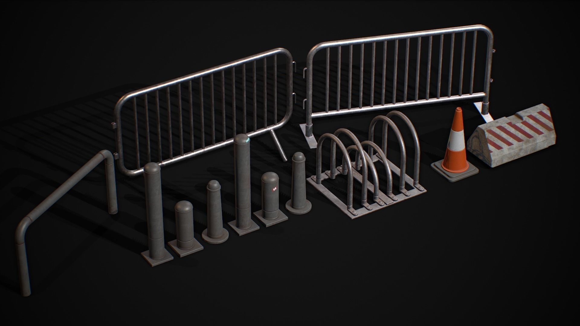 3D model Road Blocker Barrier Metal Barrier VR / AR / low-poly | CGTrader