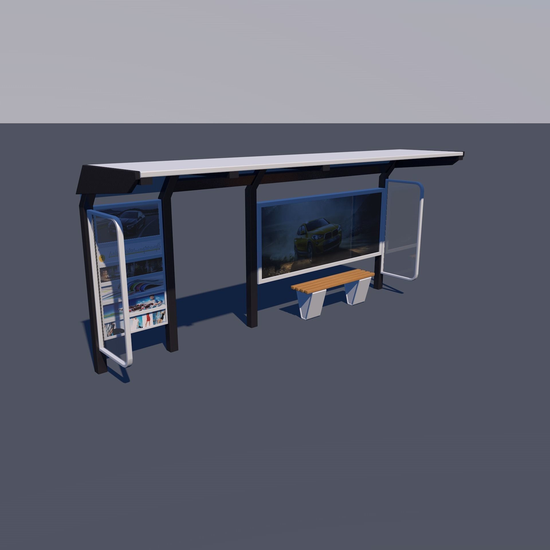3D model Bus stop VR / AR / low-poly OBJ 3DS FBX C4D DXF STL