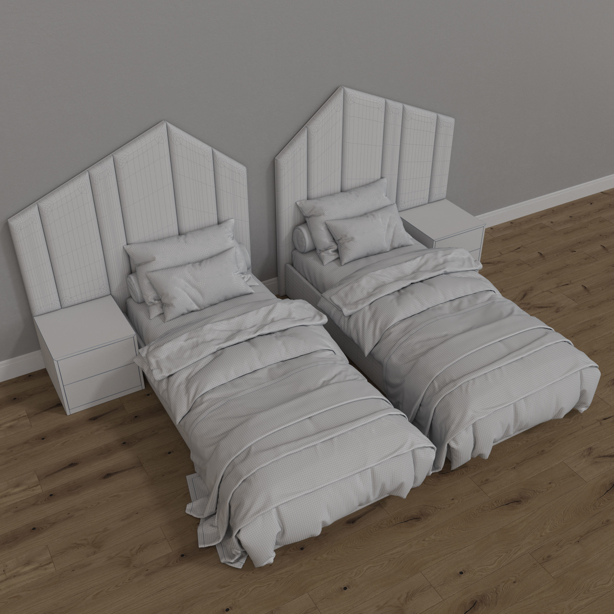 Single Beds 01 GIRLS and BOY 3D model | CGTrader