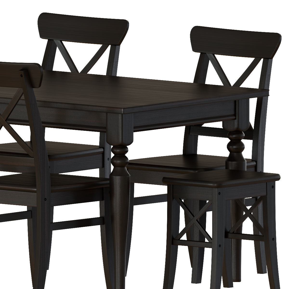 INGATORP TABLE AND INGOLF CHAIRS SET 3D model | CGTrader