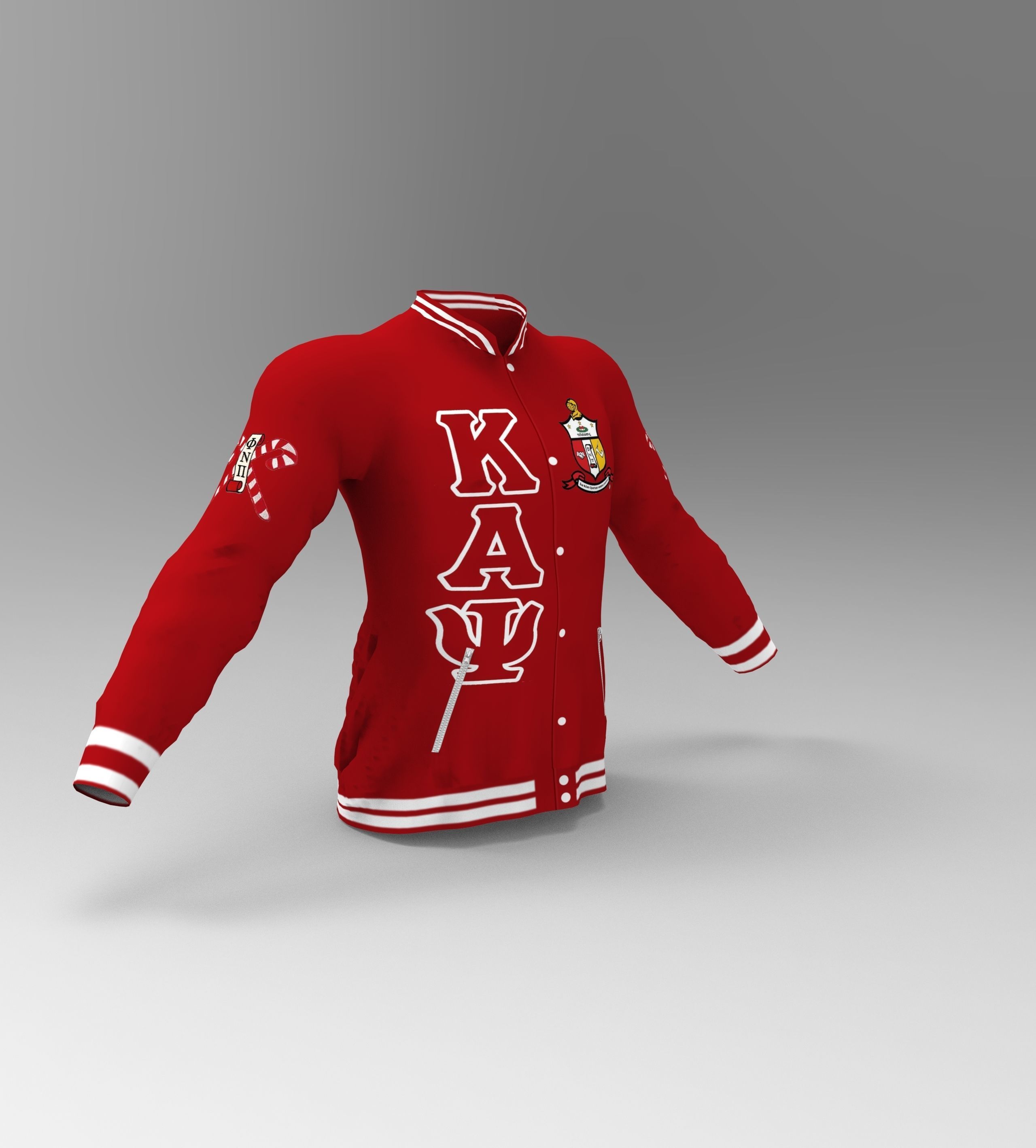 3D model Kappa Alpha Psi Baseball jacket Rigged Unity Unreal VR / AR ...