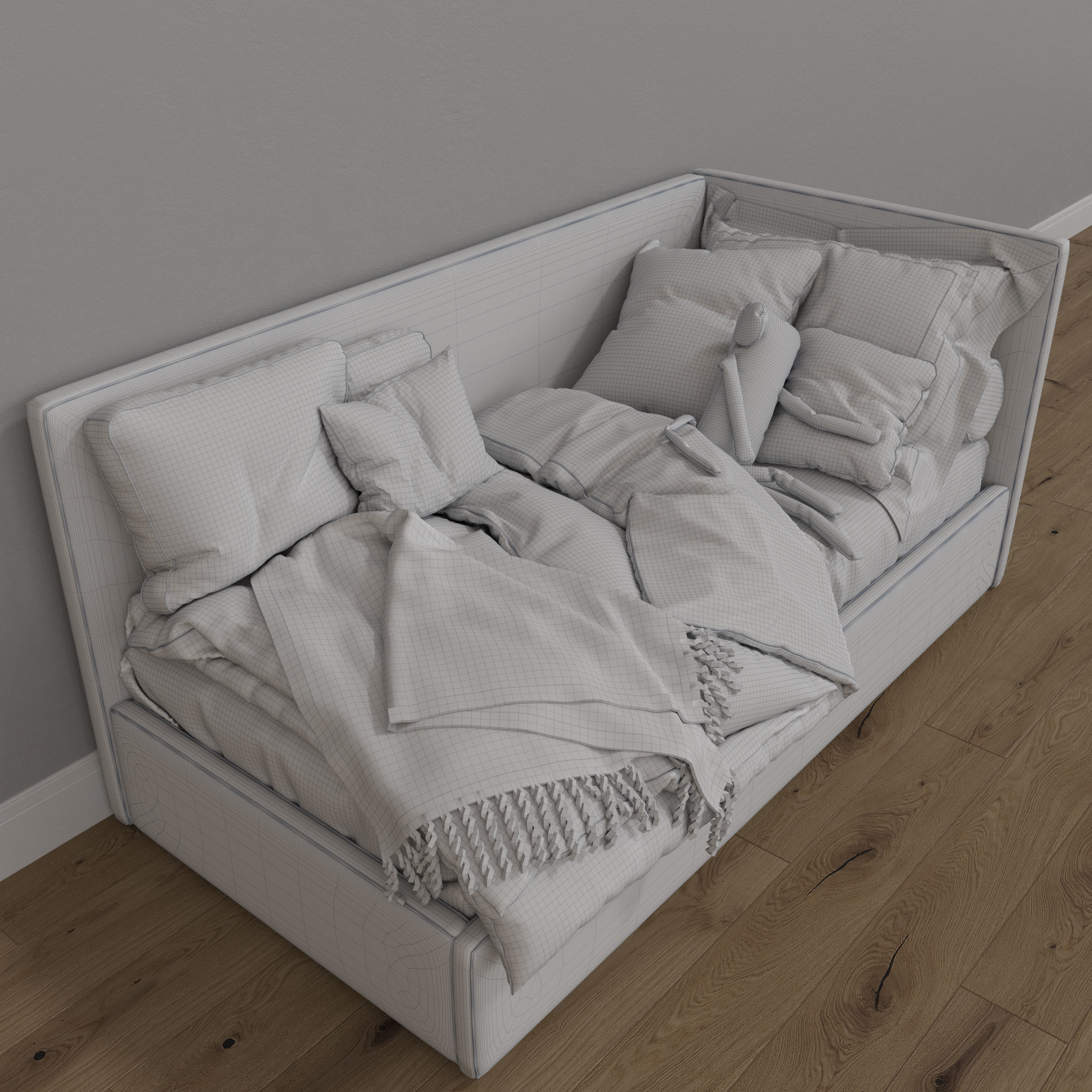Single Beds 02 GIRLS and BOY 3D model | CGTrader