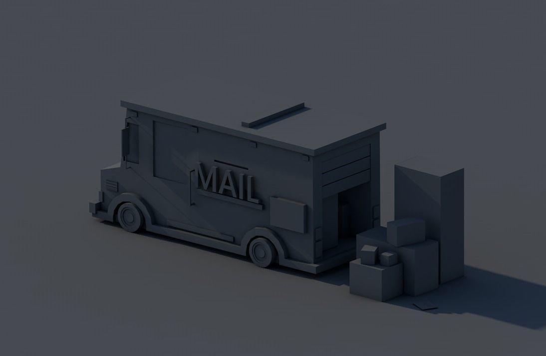 3D model Mail Truck 3d low-poly scene VR / AR / low-poly | CGTrader
