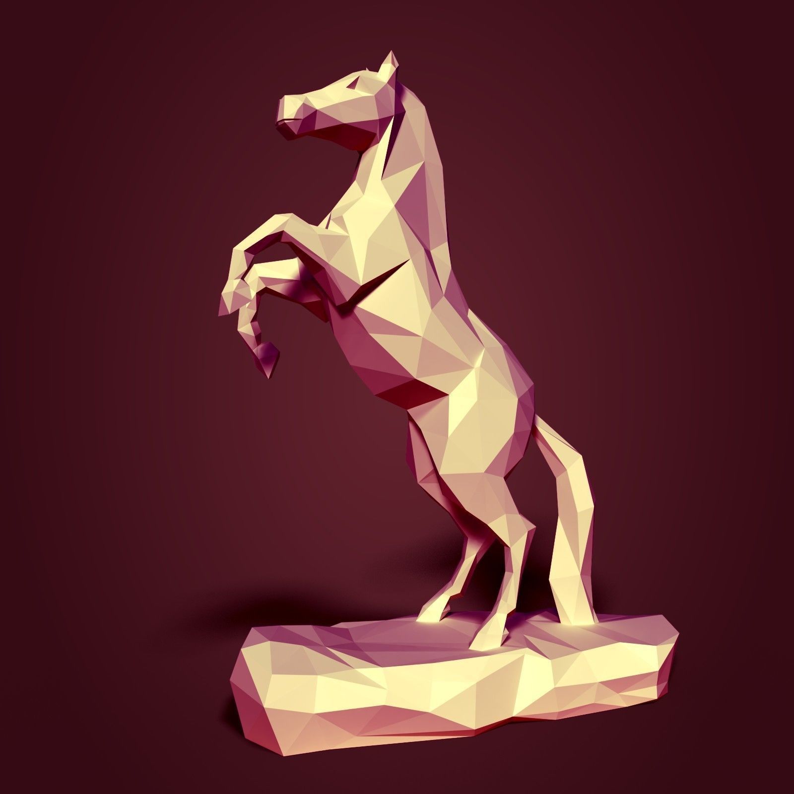 3D model Low Poly Horse Statue Ready for 3D Printing VR / AR / low-poly ...