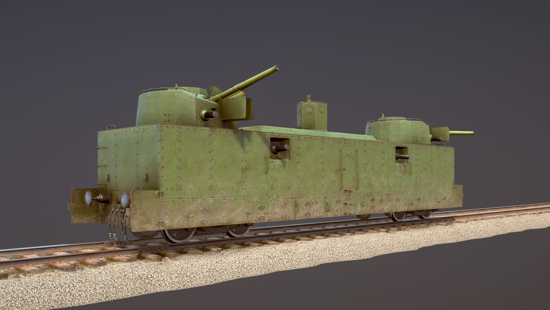 3D model Armored Train PL-37 Railway Light Artillery Wagon VR / AR ...