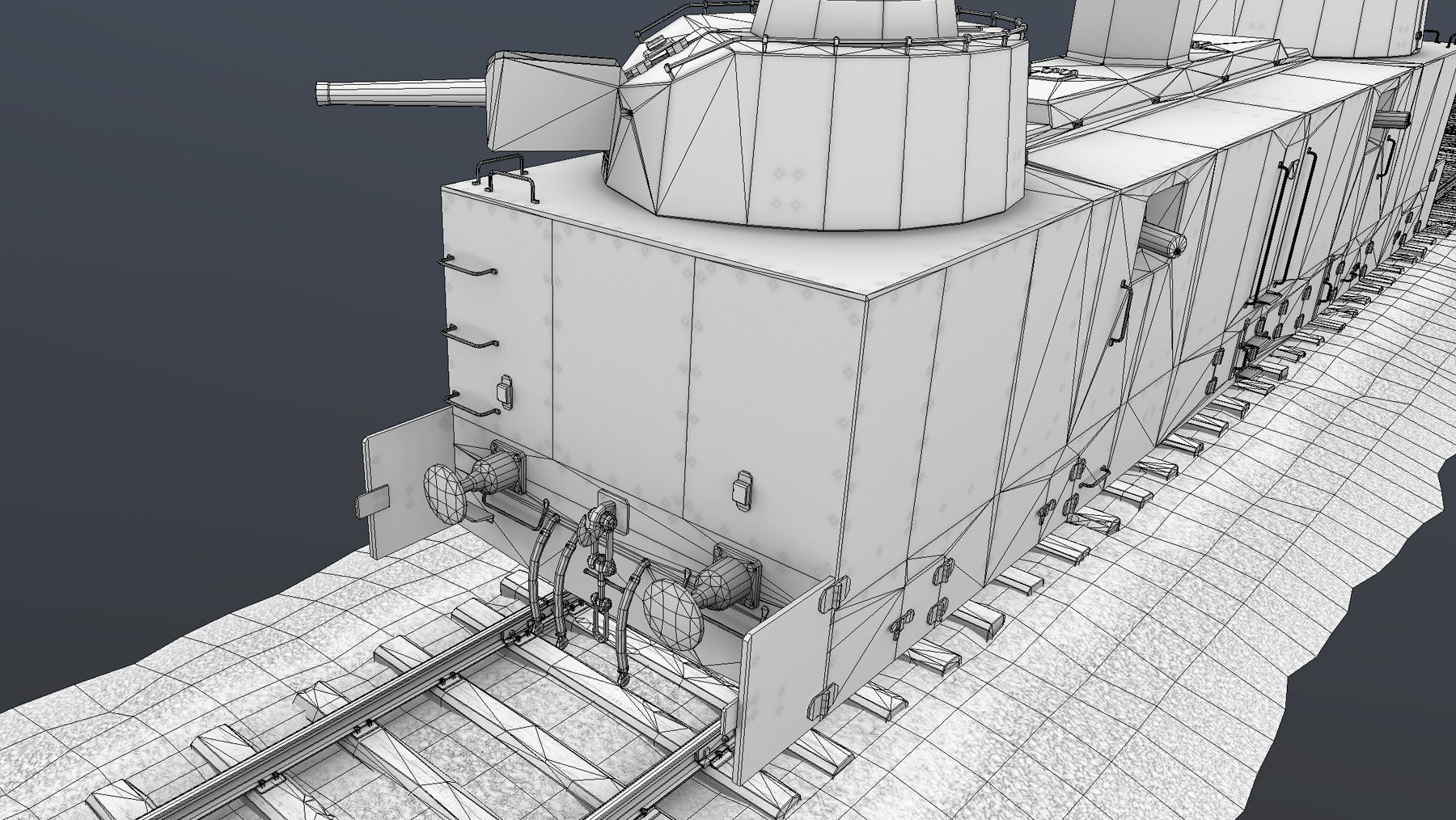 3D model Armored Train PL-37 Railway Light Artillery Wagon VR / AR ...