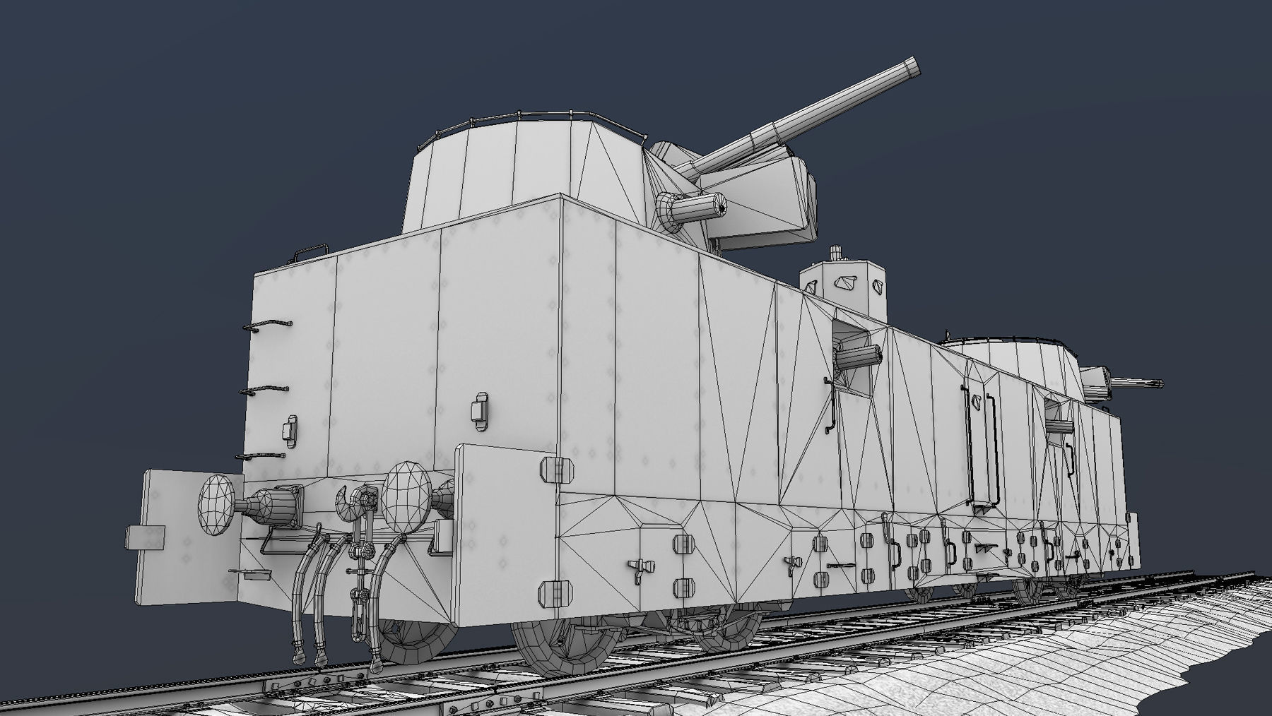 3D model Armored Train PL-37 Railway Light Artillery Wagon VR / AR ...