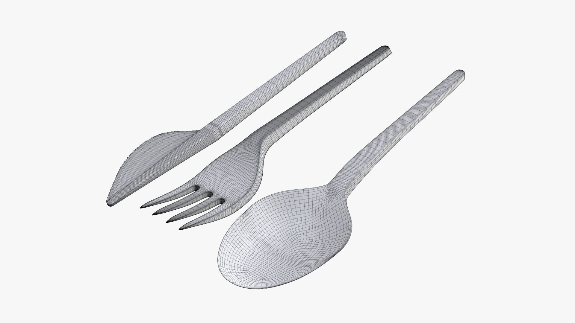 Plastic spoon fork knife tableware 3D model | CGTrader