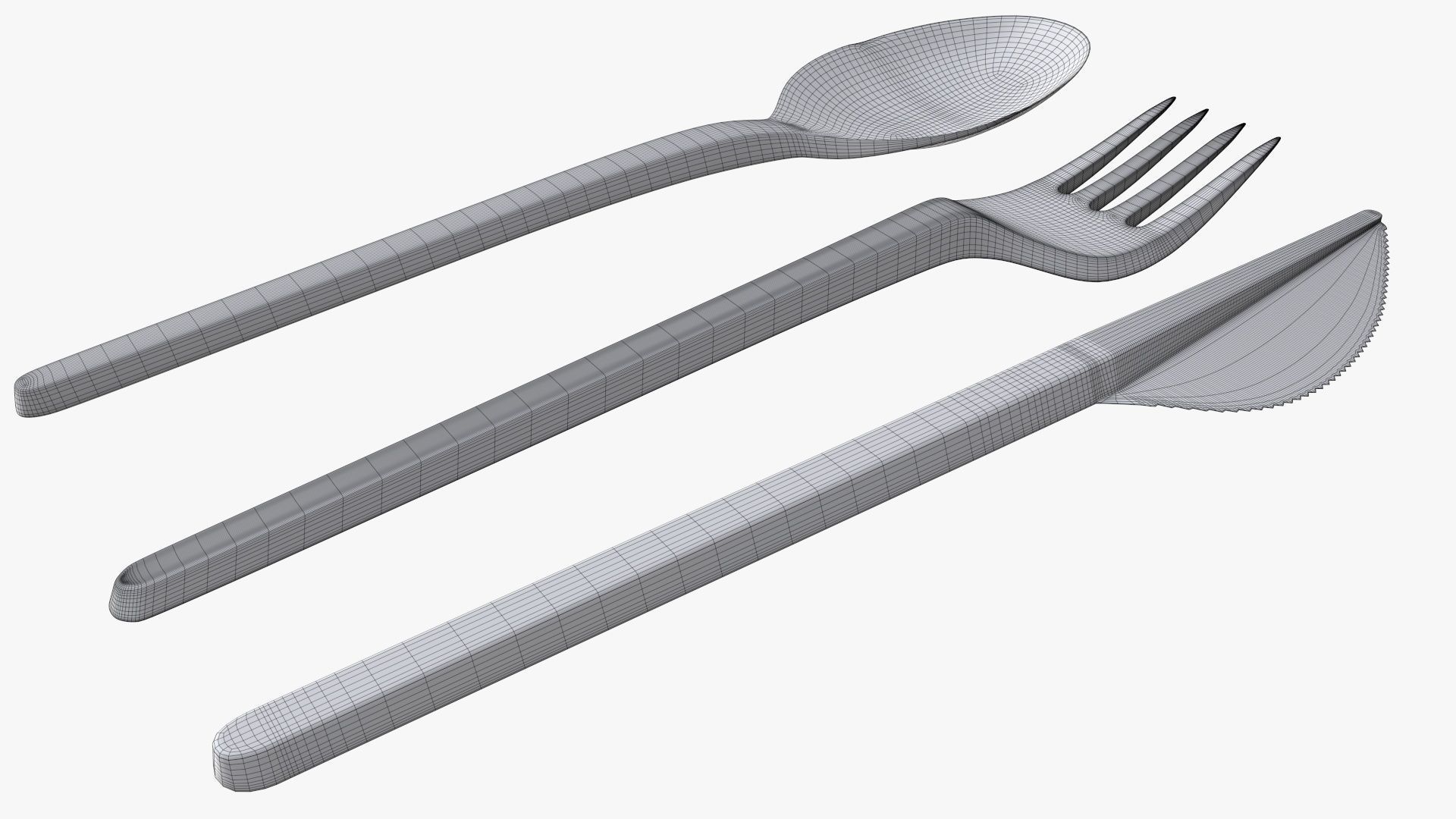 Plastic spoon fork knife tableware 3D model | CGTrader