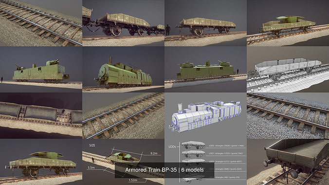 Armored Train BP-35 3D Model Collection | CGTrader