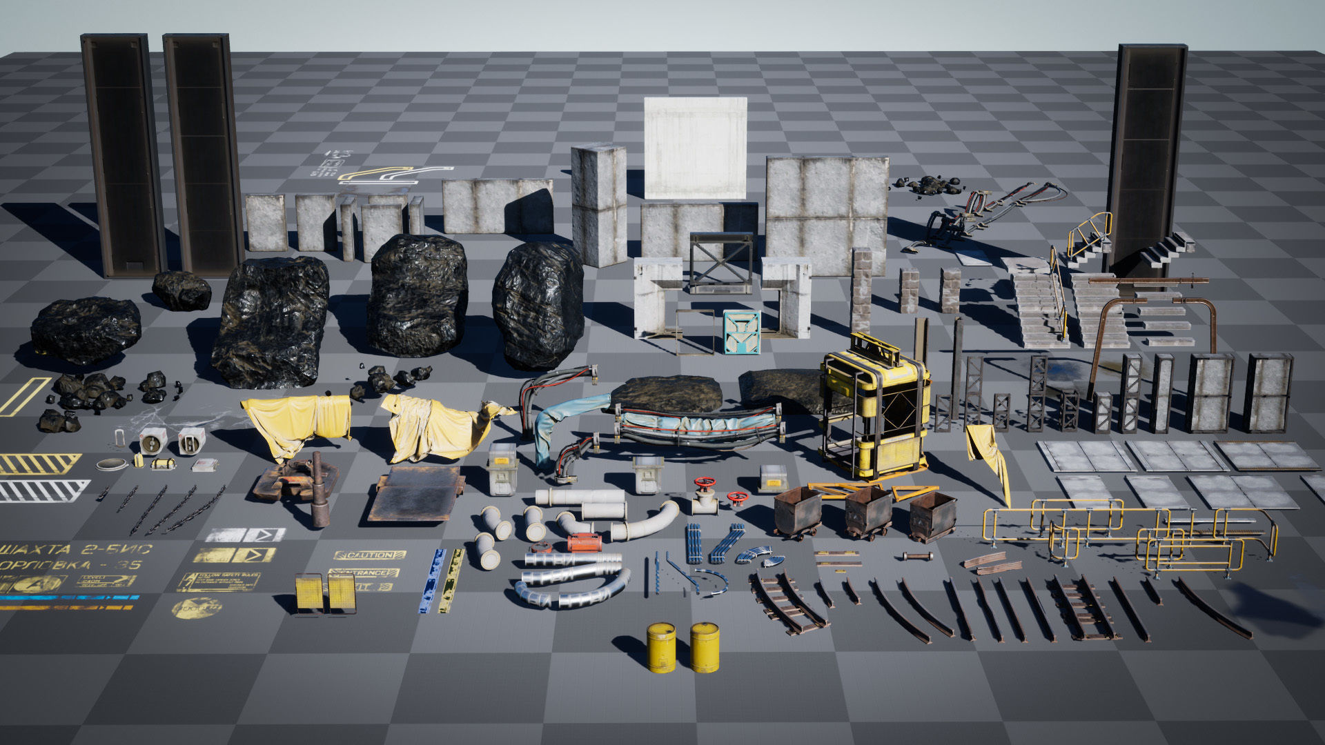 3D model Industrial Kitbash and Coal Mine Set VR / AR / low-poly | CGTrader