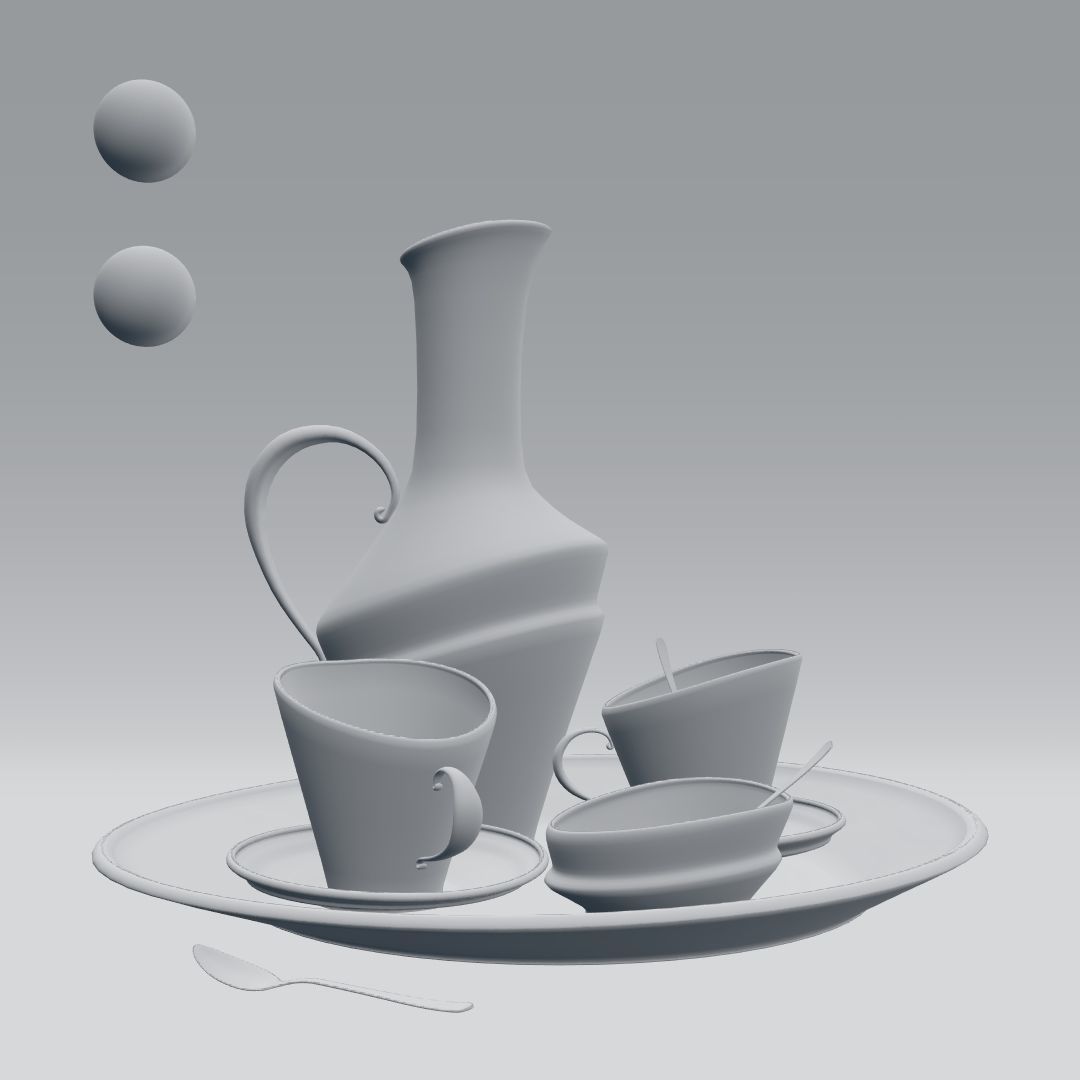 tea set 3D model | CGTrader