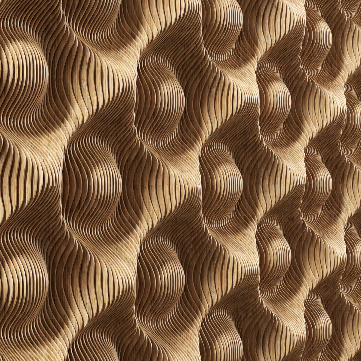 Parametric wood panel Wave n2 3D model | CGTrader