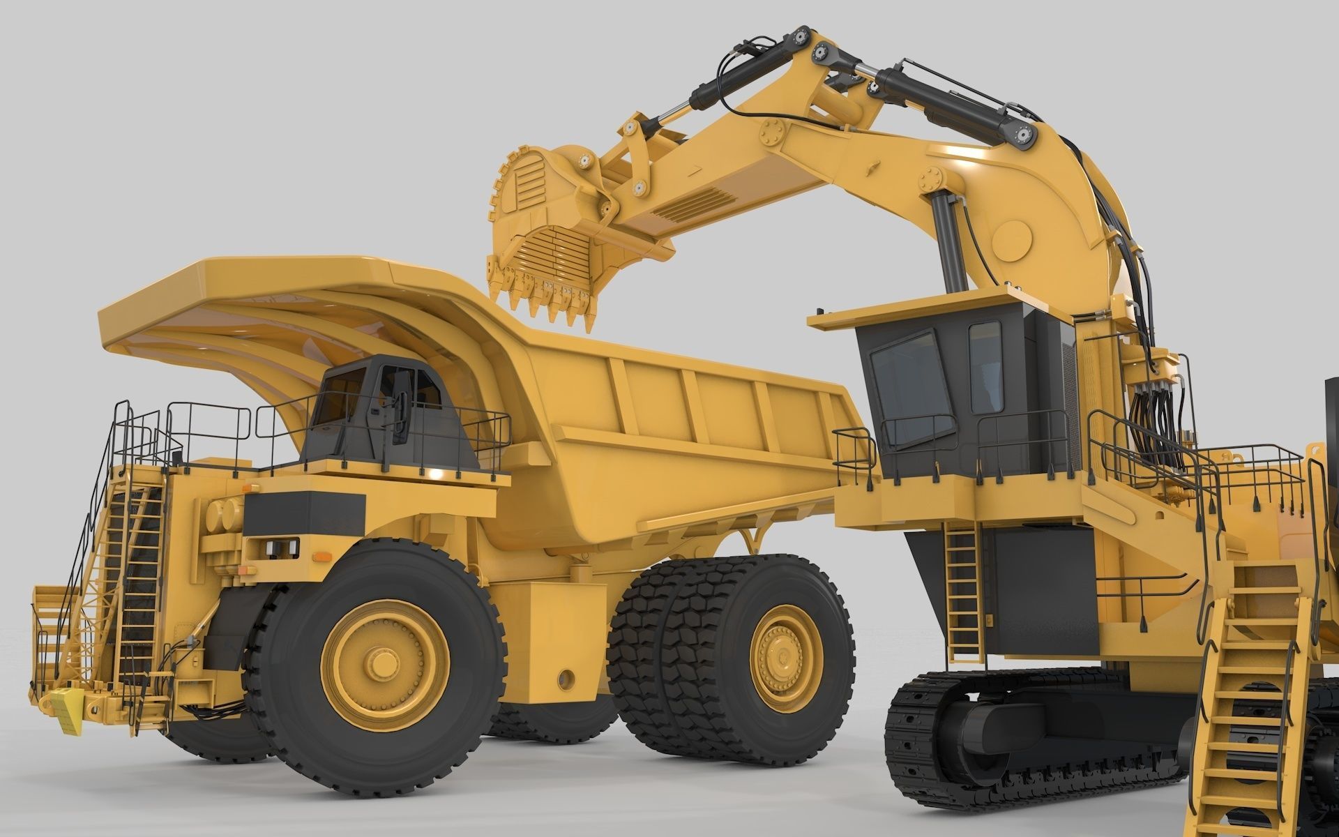 Mining Excavator Rigged 3D model animated rigged | CGTrader