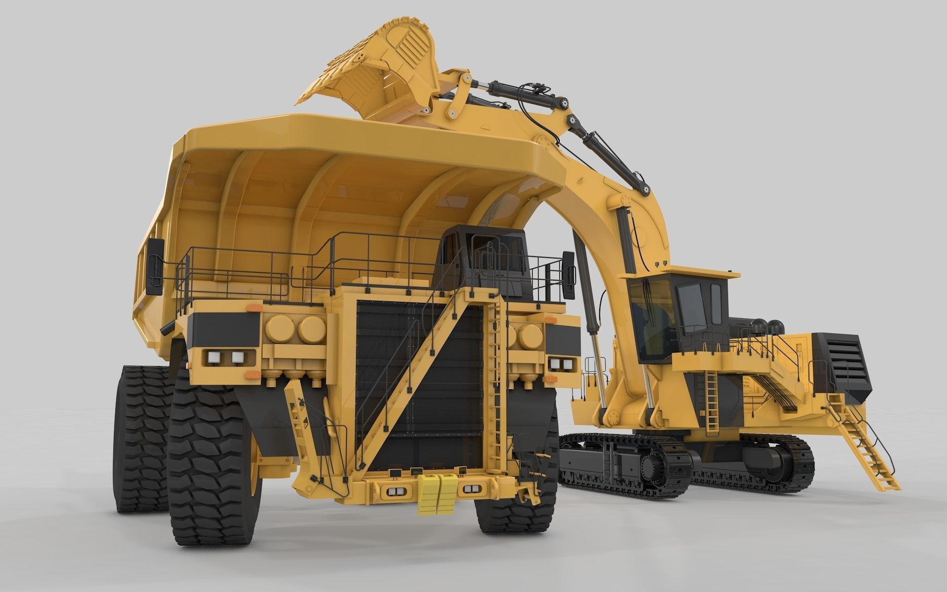 Mining Excavator Rigged 3D model animated rigged | CGTrader