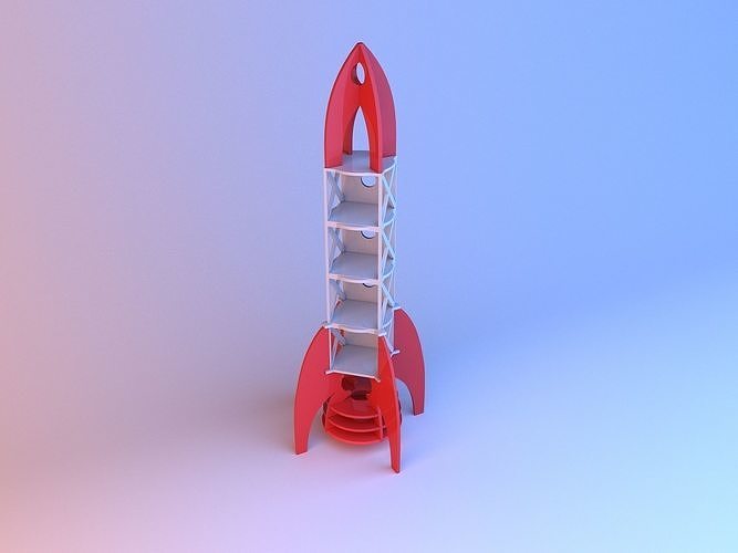 Retro Rocket Ship Cupboard 3D model | CGTrader
