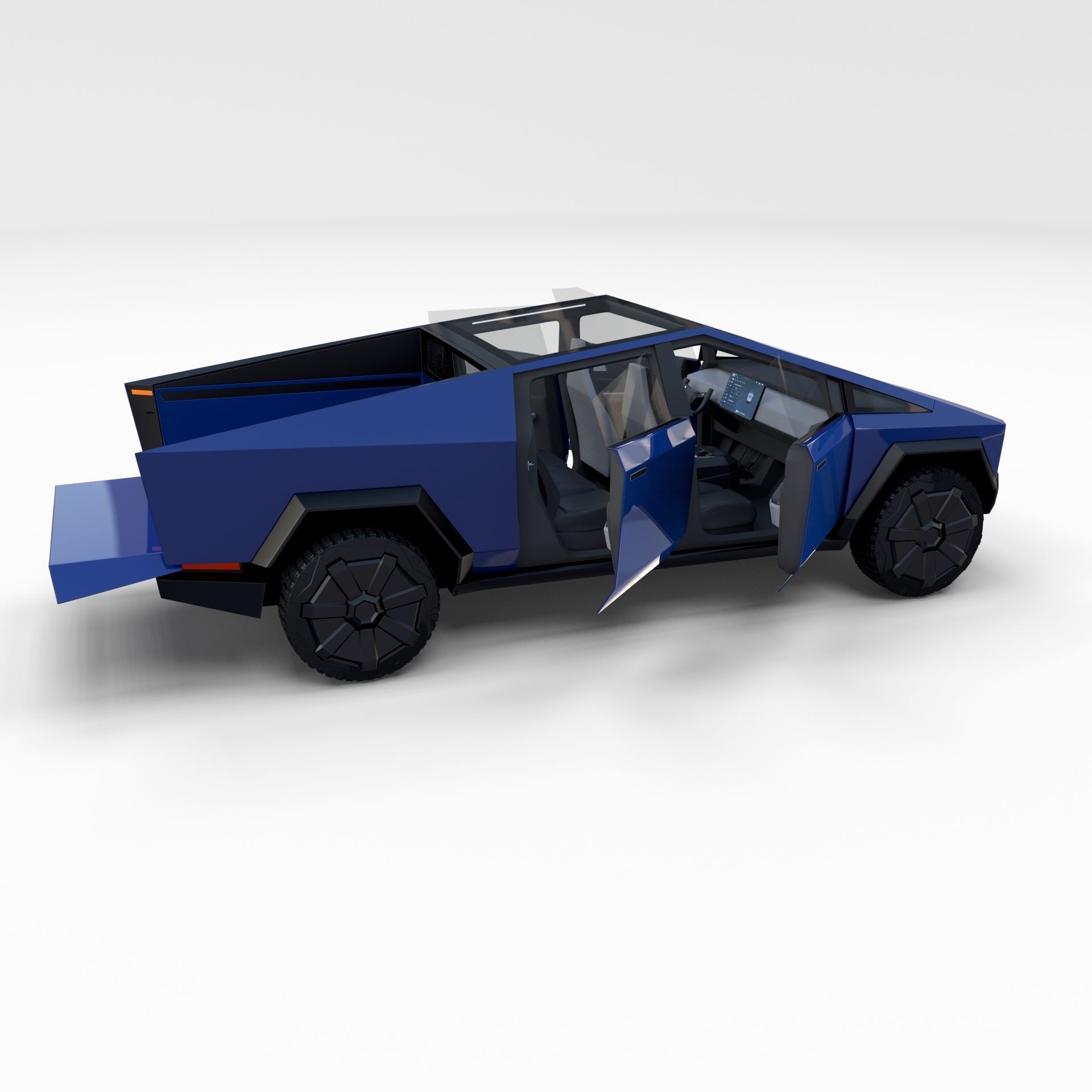 Tesla Cybertruck with interior Blue 3D model | CGTrader