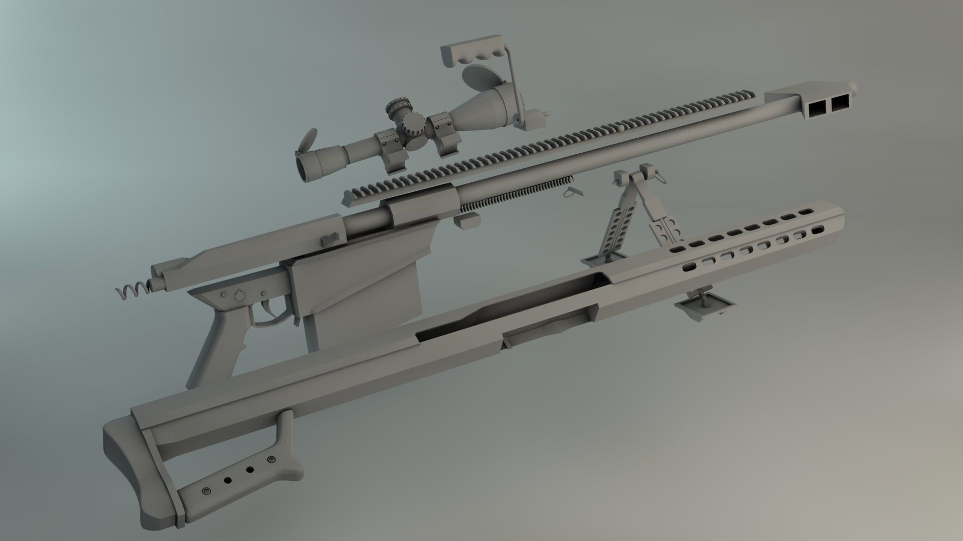 3D model Barrett 3D Model sniper rifle VR / AR / low-poly | CGTrader
