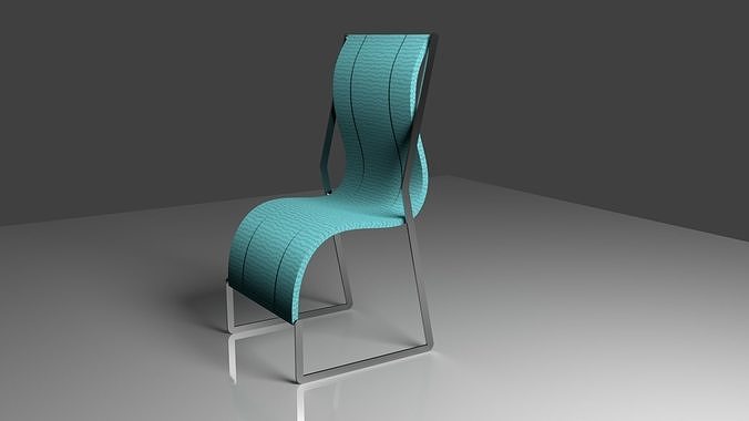 The Sledge Chair Angular Chrome Curved Fabric 3D model | CGTrader