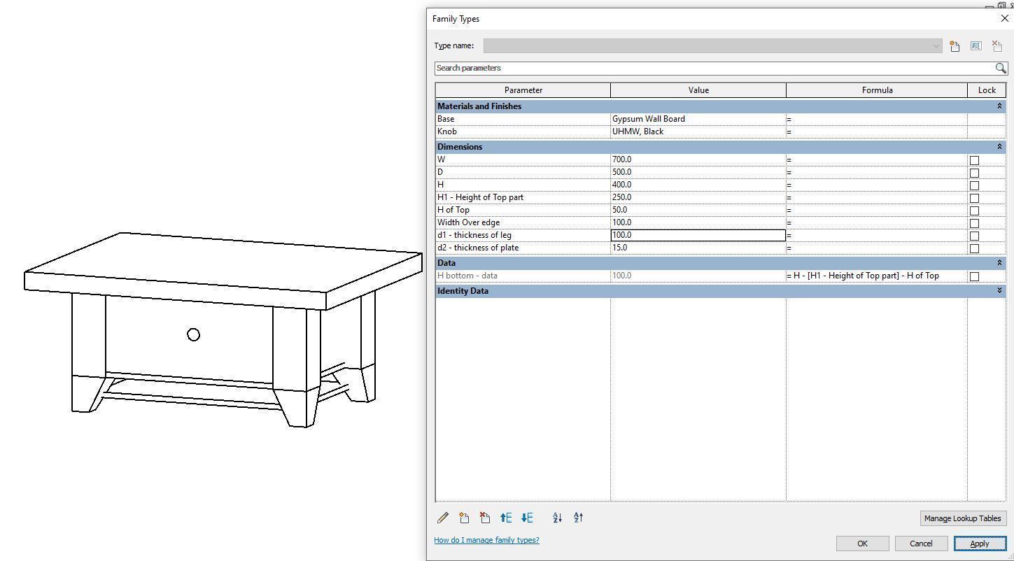 3D Bed Table 1 Hemnes- Full parametric Revit Family free VR / AR / low ...