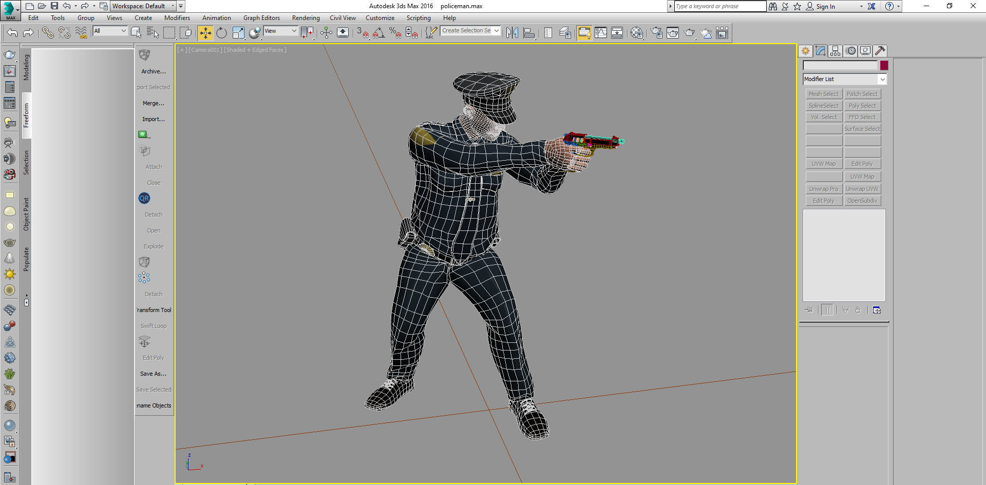 policeman gun in hand ready to shoot 3D model | CGTrader