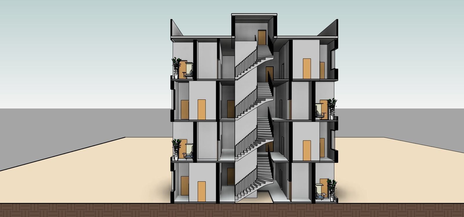 apartments building 3D model 3D printable | CGTrader