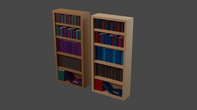 Bookshelf - Flat Shaded free VR / AR / low-poly 3D model | CGTrader