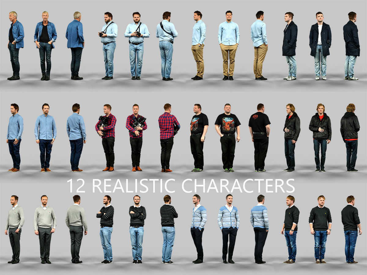 3D 12 Realistic Male Characters | CGTrader