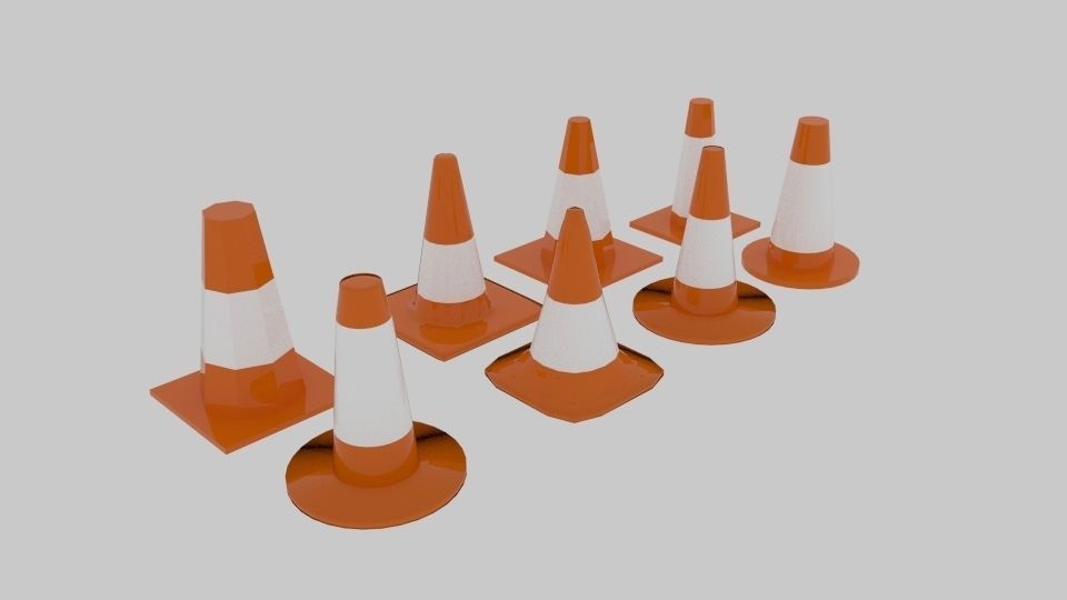Low Poly Traffic Cone Pack free VR / AR / low-poly 3D model | CGTrader