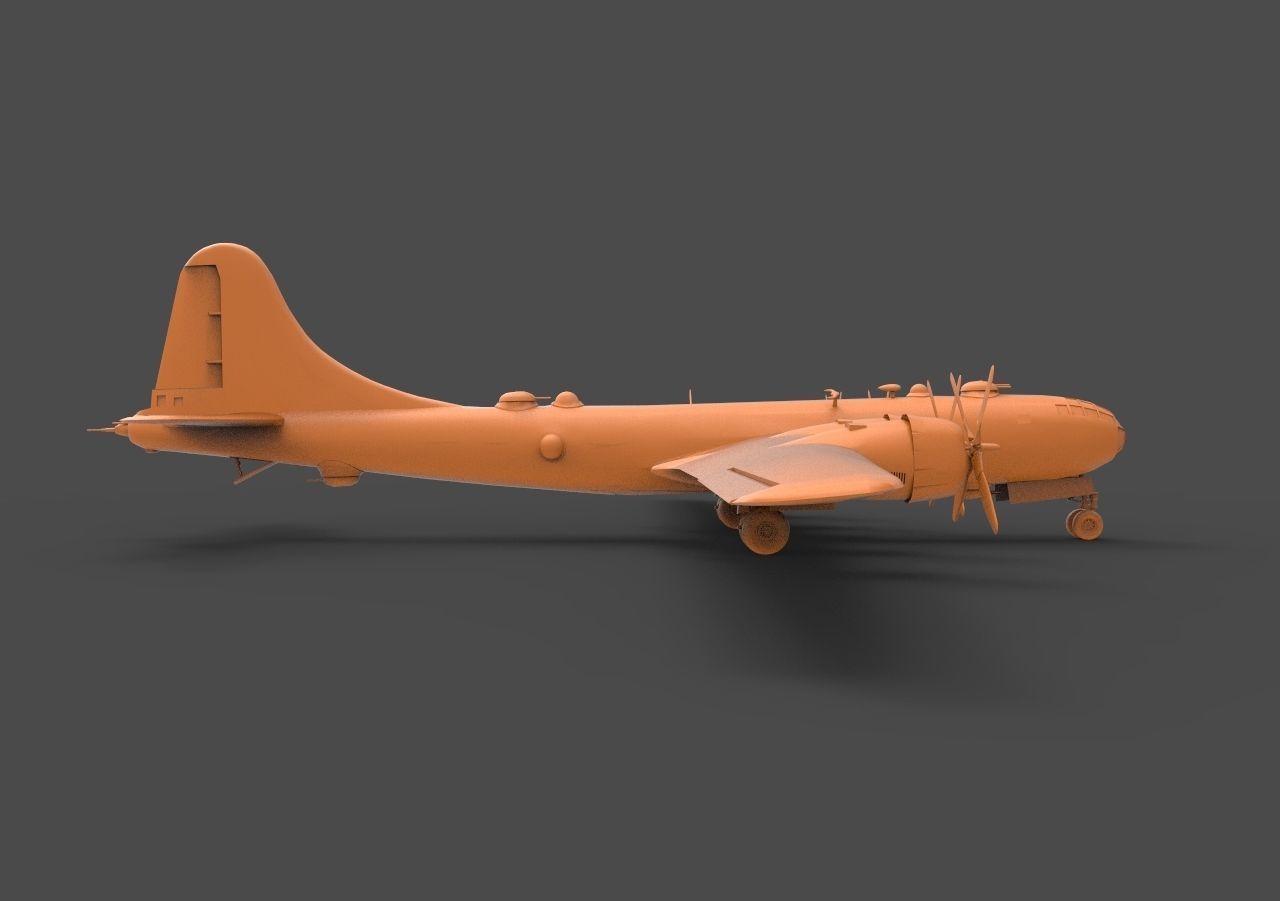 B - 29 orange airplane 3D model 3D printable | CGTrader
