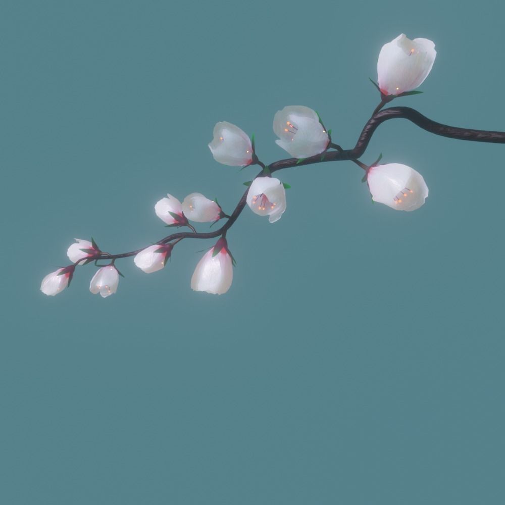 cherry blossom branch animation 3D model animated rigged | CGTrader