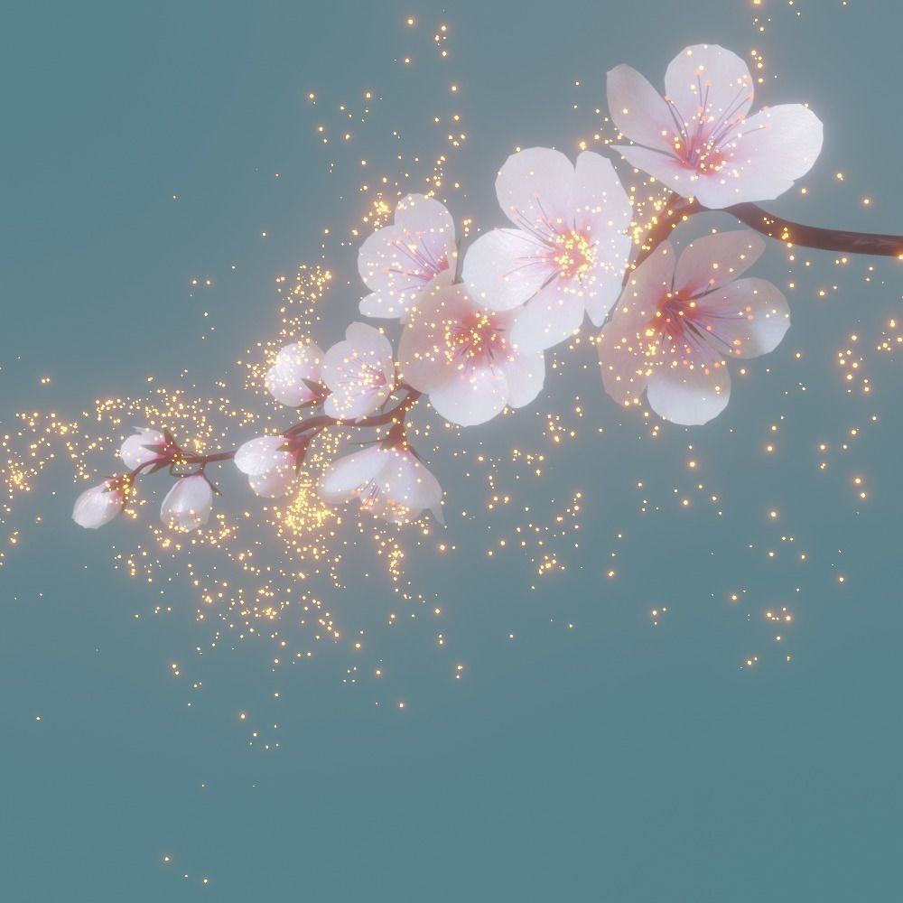 cherry blossom branch animation 3D model animated rigged | CGTrader