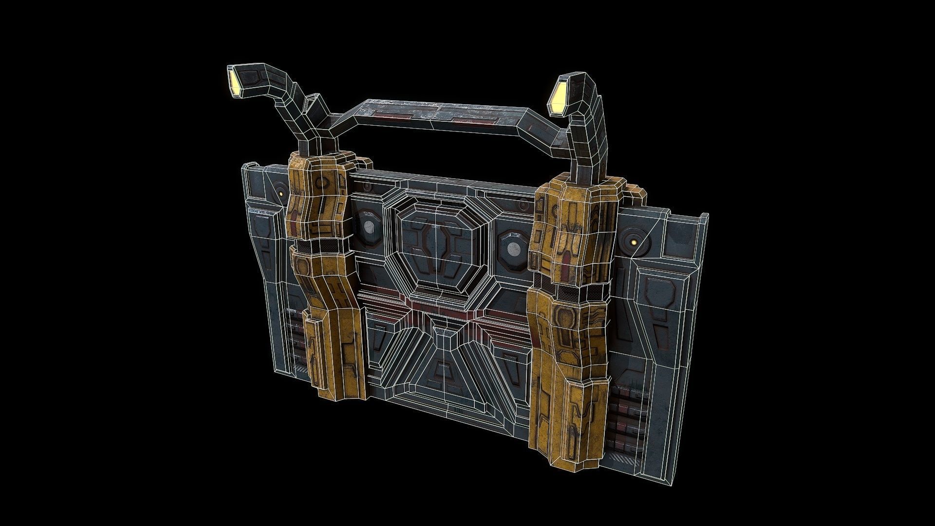 3D model Low poly sci fi wall with lamps environment asset VR / AR / low-poly | CGTrader