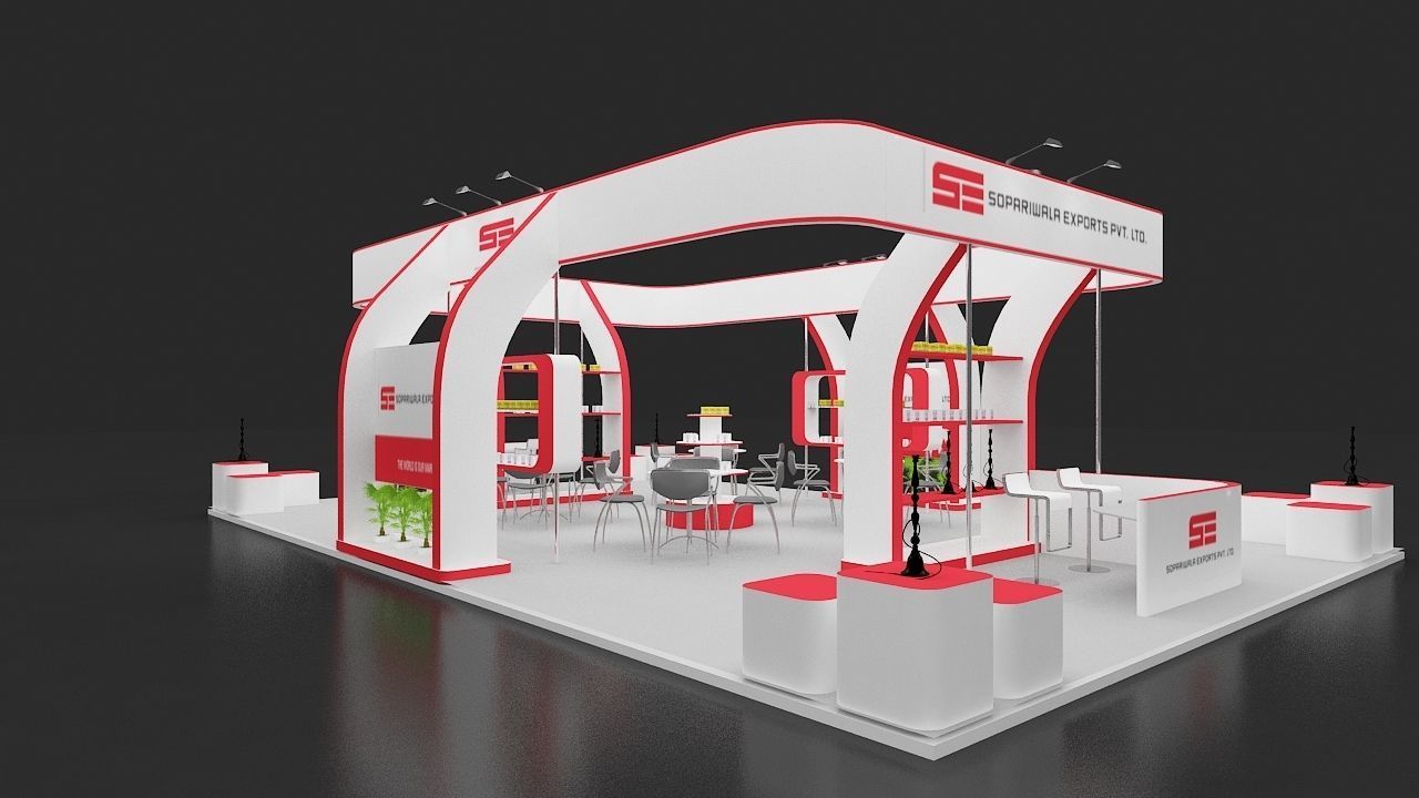 Exhibition Stand 4 side Open 3D model | CGTrader