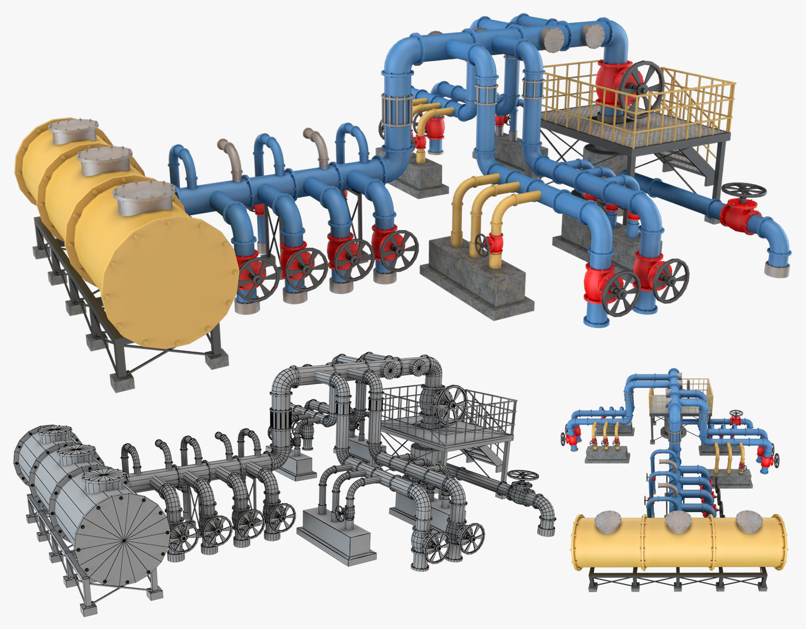 Piping System 2 3D model MAX OBJ 3DS FBX
