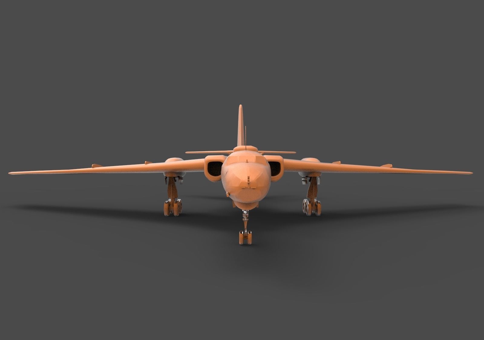 tu-16 orange fighter jet 3D model 3D printable | CGTrader