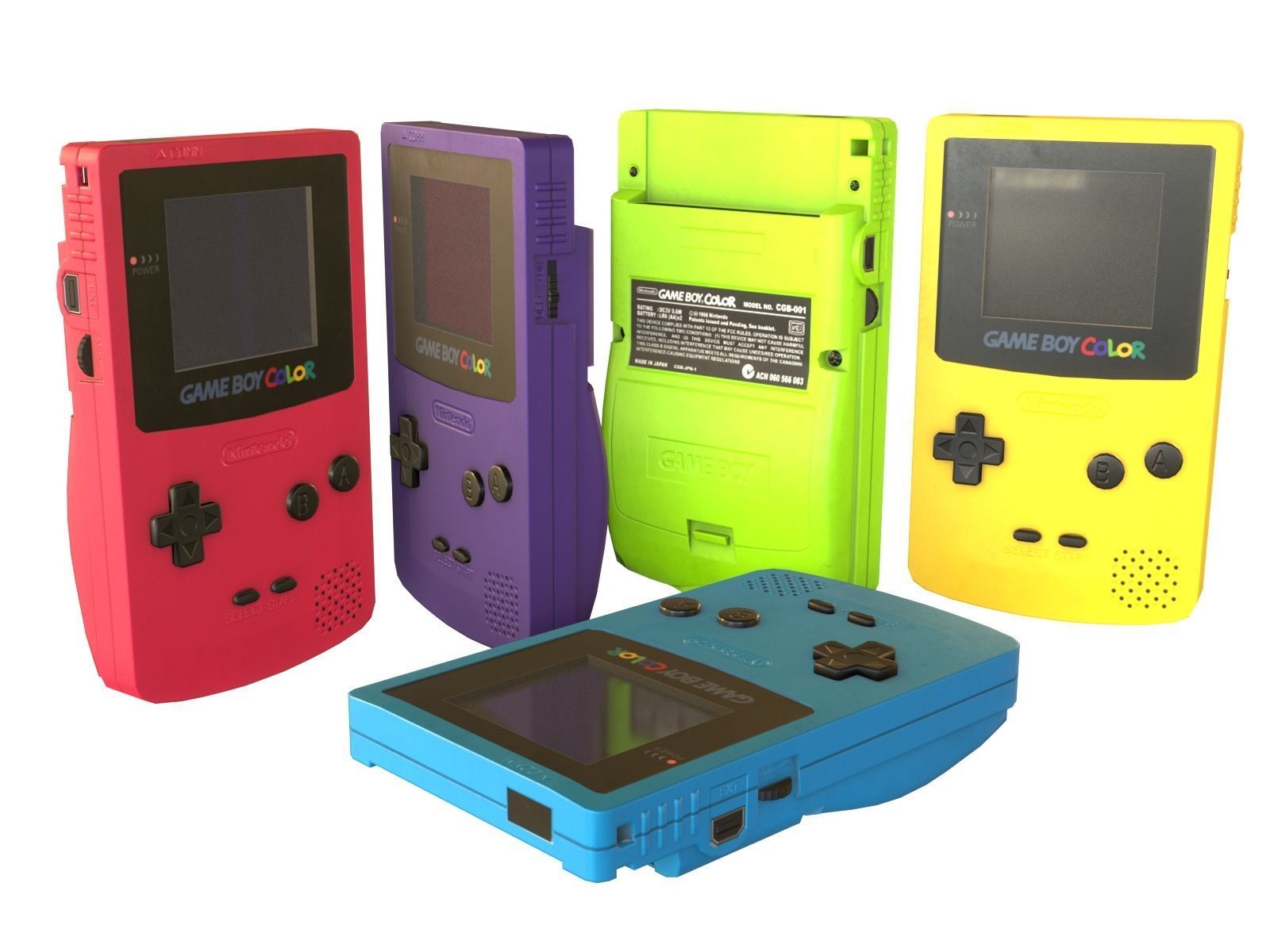 3D model Gameboy color - 5 original colours - game - VR - AR VR / AR ...