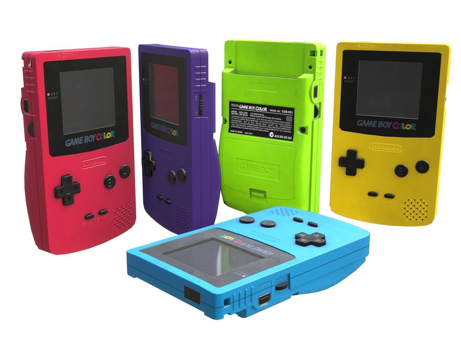 3D model Gameboy color - 5 original colours - game - VR - AR VR / AR ...