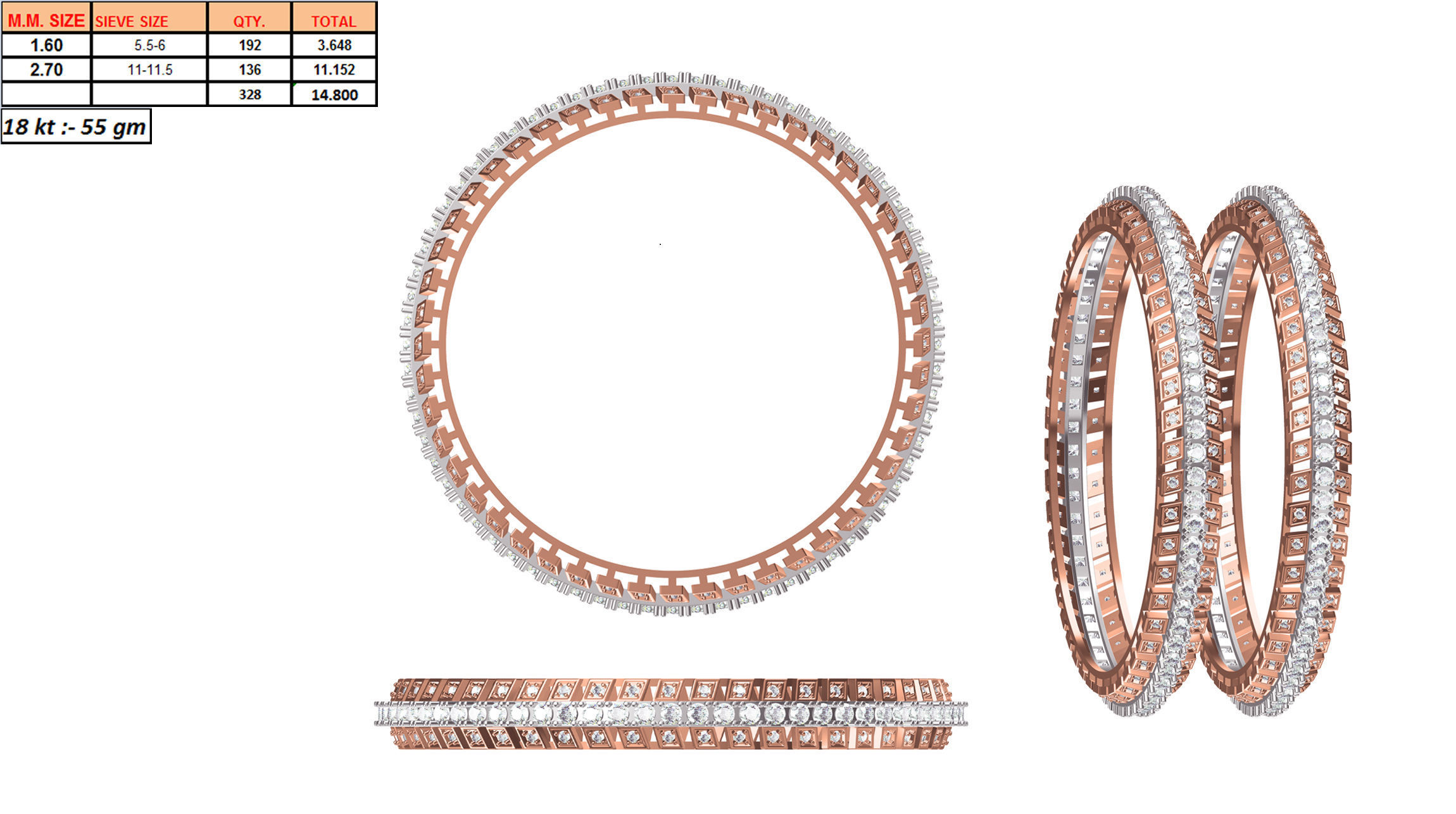 61 ladies Bangles jcd jewelcad render details 3D model 3D printable ...