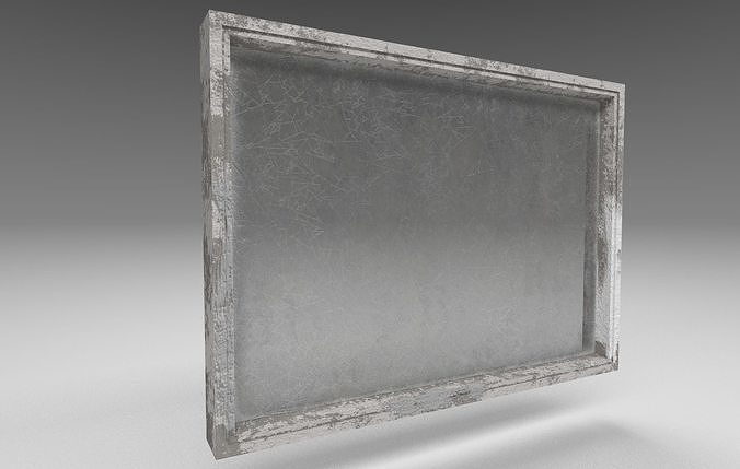 3D model Dirty low poly simple window with scratched glass VR / AR ...