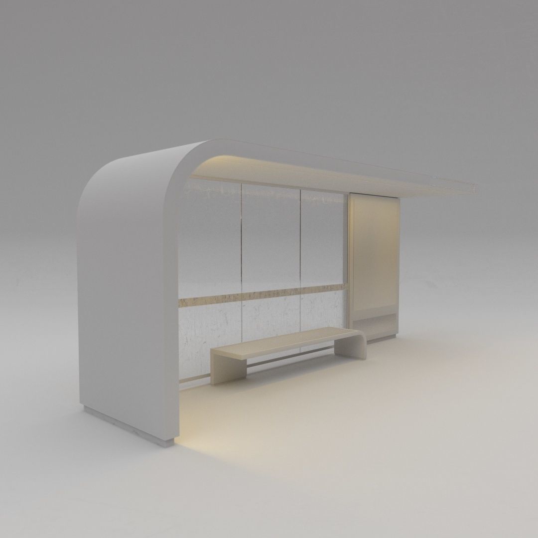 3D model Cyberpunk Bus Shelter VR / AR / low-poly | CGTrader
