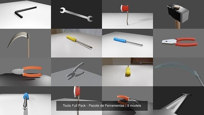 3D Model Collection Tools Full Pack - Pacote de Ferramentas VR / AR ...