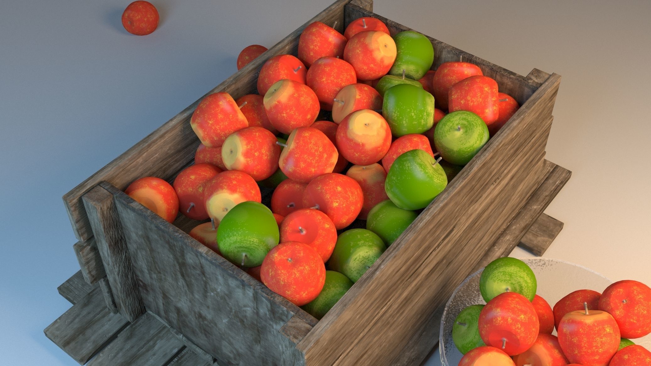 3D model WOOD APPLE BOX PROP DECORATION VR / AR / low-poly | CGTrader