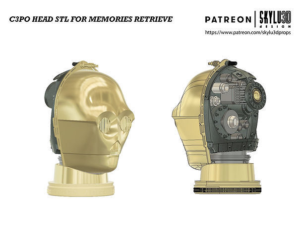 C3PO Memories Retrieve Head Life size STL 3D model 3D printable | CGTrader