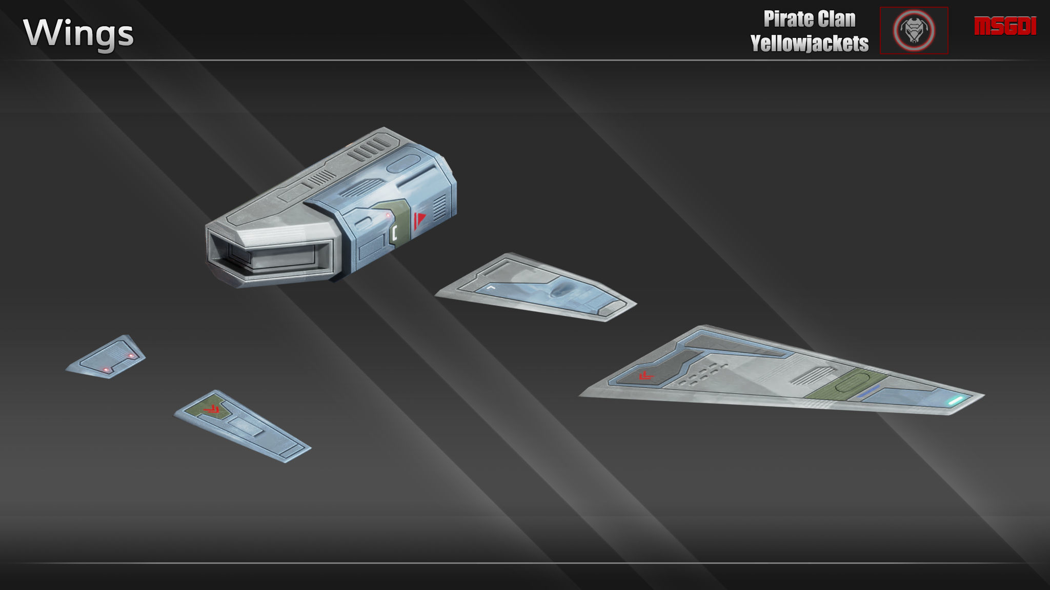 3D model Spaceship Yellowjackets Modular Fighter Kit VR / AR / low-poly ...