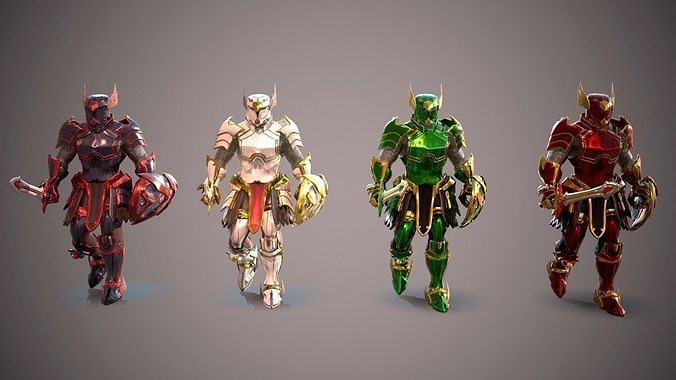 3D model Medieval Paladin Pack VR / AR / low-poly rigged animated ...