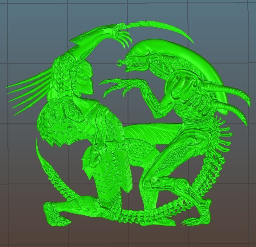 Alien vs Predator - relief - 2017 3D model 3D printable | CGTrader