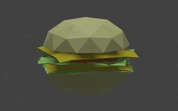 3D model Low Poly Burger hamburger in polygonal shape VR / AR / low ...