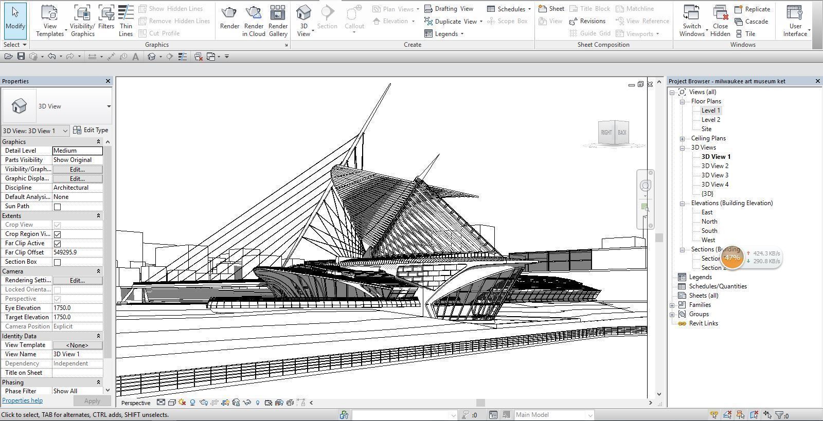 Revit file - Milwaukee Art Museum 3D model | CGTrader